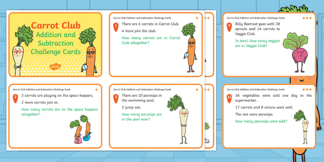 Carrot Club Addition and Subtraction Differentiated Challenge Cards