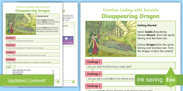 Disappearing Dragon Scratch Worksheet (teacher made)