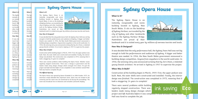 Sydney Opera House Upper Primary Differentiated Reading Comprehension