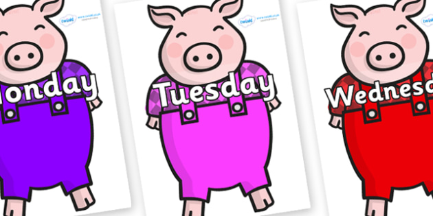 FREE! - Days of the Week on Pigs (teacher made)