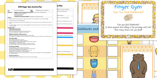 Eyfs Can You Find Goldilocks Finger Gym Activity Plan And Prompt Card Pack