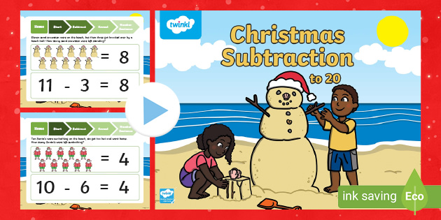Christmas Subtraction to 20 PowerPoint
