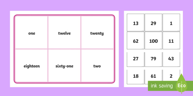 Full Class Number Words 0-100 Bingo - Number Words Bingo 0-100