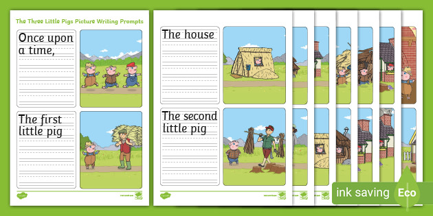 KS1 The Three Little Pigs Simple Sentence Writing Prompts