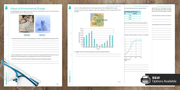 Impact of Environmental Change Worksheet | GCSE | Beyond