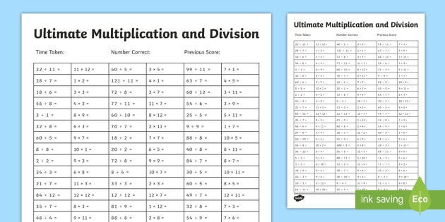 Ultimate Multiplication and Division Worksheet