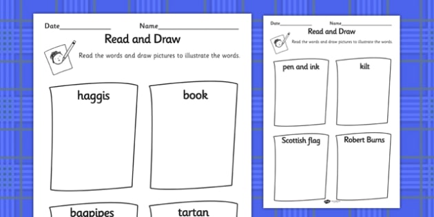 Burns Night Read and Draw Worksheet