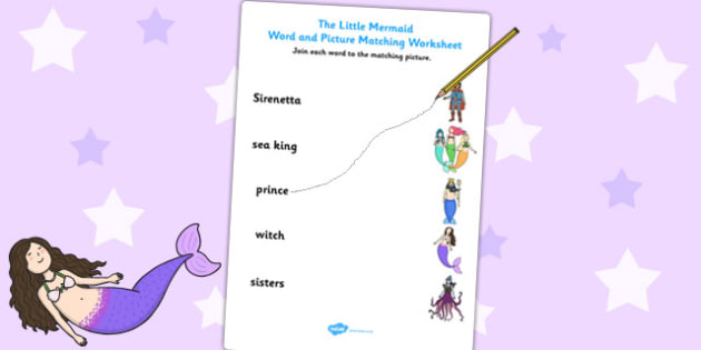 The Little Mermaid Word and Picture Match (teacher made)