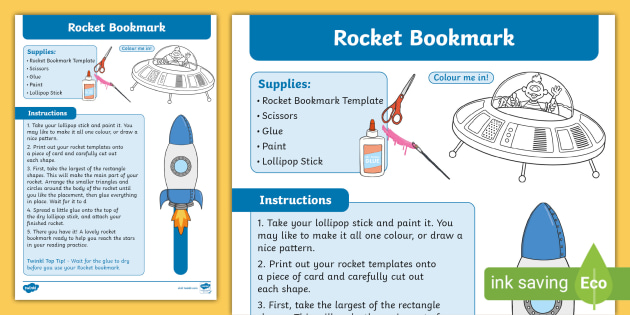 FREE! - Rocket Bookmark Craft (teacher made)