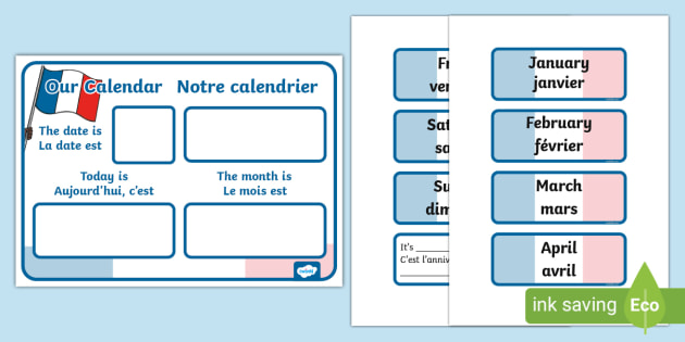 👉 English/French Calendar Display - Twinkl - KS1