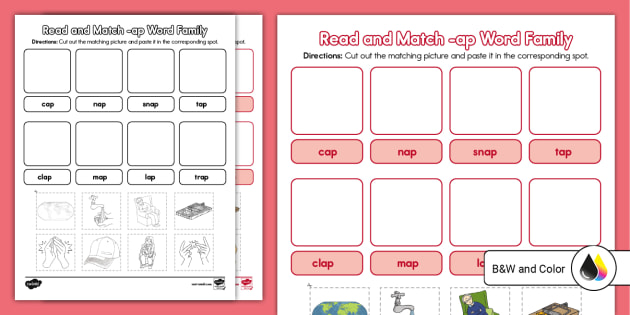 Read and Match -ap Word Family Activity (teacher made)