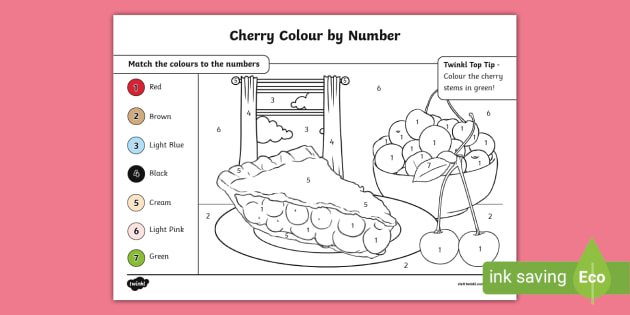 FREE! - Cherry Colour by Number Page (teacher made)