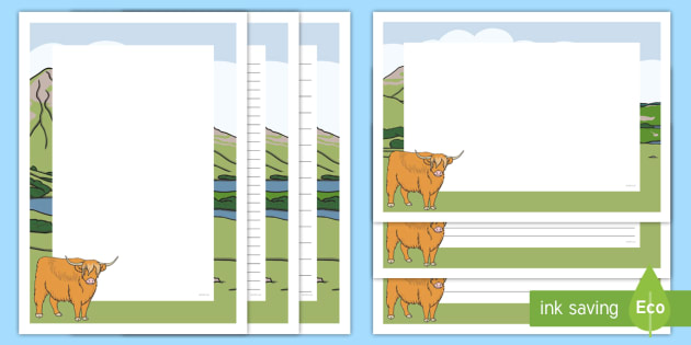 Highland Cow Page Borders - Cow Portrait Page Borders- Portrait Page ...