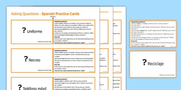 Tarjetas para Practicar Preguntas Variadas GCSE Spanish