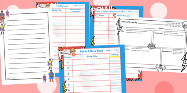 Superheroes Themed Reading Record Pack (teacher made)