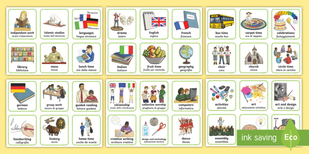 Visual Timetable English/Italian (teacher made)