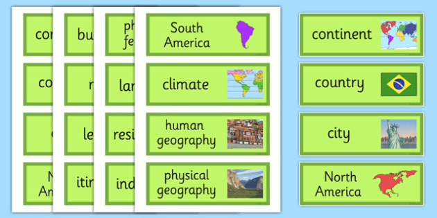 The Amazing Americas Word Cards (teacher made)