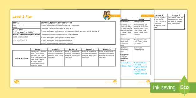 Level 5 Week 7 Weekly Lesson Plan (teacher made)