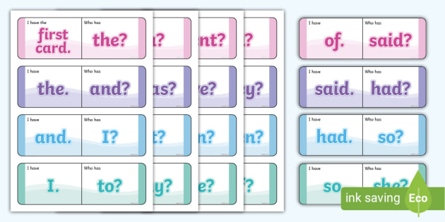 I Have Who Has High-Frequency Words - Set 1 (teacher made)