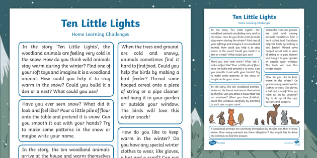 EYFS Ten Little Lights Home Learning Challenges Reception FS2