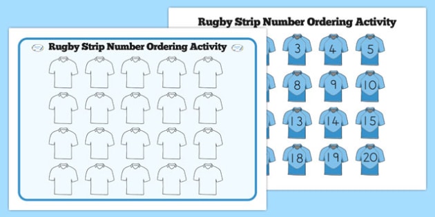 Rugby Strip Number Ordering Activity