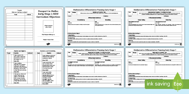 Early Stage 1 Mathematics Planning NSW Curriculum Differentiated ...