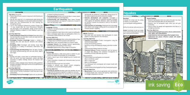 Earthquakes Topic Planning Web (teacher made)