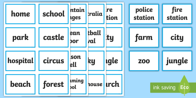 Middle Primary Word Associations Places Cards (teacher made)