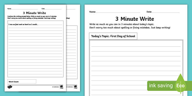 3-Minute Writing Prompts | English Writing Resources