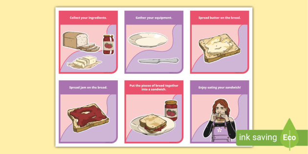Older Learners: Making a Jam Sandwich Sequencing Cards