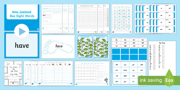 New Zealand Blue Sight Words Resource Pack (teacher made)