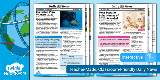Kids’ News Articles on Current Events - Weekly UKS2 Pack