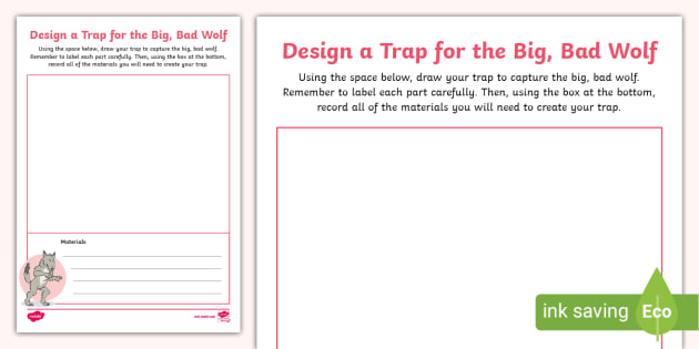 Design a Trap for the Big, Bad Wolf - Activity Sheet