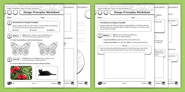 Principles Of Design Worksheet Packet 9 Mini Lesson