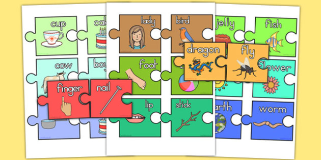 Compound Words Jigsaw Pairing Game (teacher made)