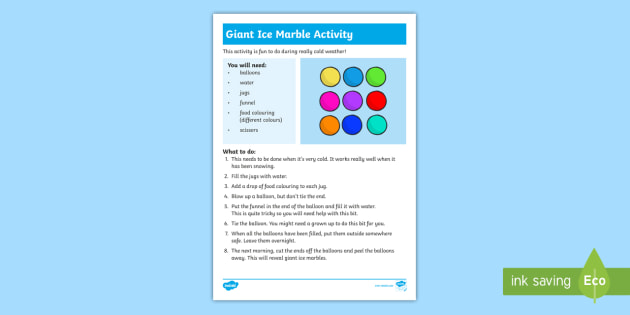 KS1 Giant Ice Marbles Activity (teacher made)