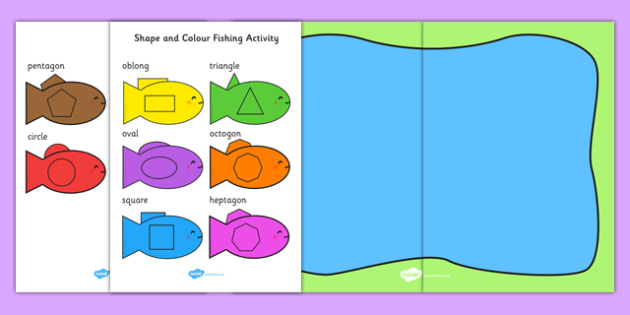 Shape and Colour Fishing Activity - colours, shapes, maths, games