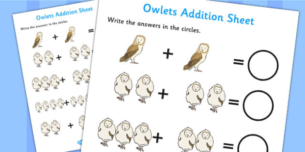 Owl Addition Sheet (teacher made)