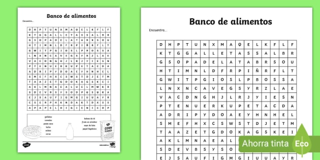 Sopa de letras: Banco de alimentos (teacher made)