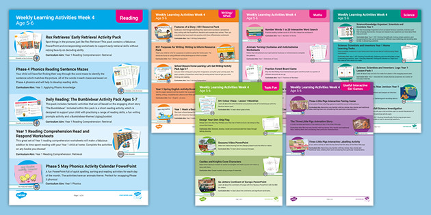 FREE! - Weekly Learning Activities Pack Week 4 Age 5-6