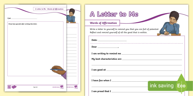 A Letter to Me - Words of Affirmation (teacher made)