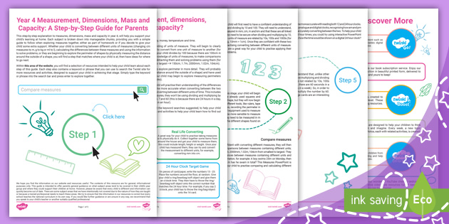 👉 Year 4 Measurement, Dimensions, Mass and Capacity Guide