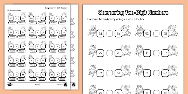 Comparing Numbers First Grade Worksheet Comparing Numbers Reteaching