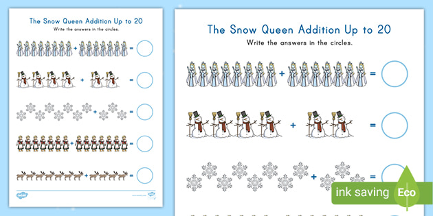 The Snow Queen Story Addition Up to 20 Activity