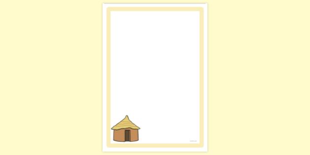 FREE! - * NEW * Simple Blank Mud Hut Page Border | Page Borders | Twinkl
