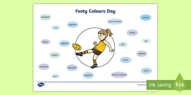 * NEW * Footy Colours Day Word Mat
