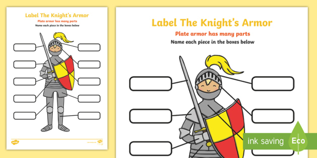* NEW * Label a Knight Activity Sheet - knights, armour, parts
