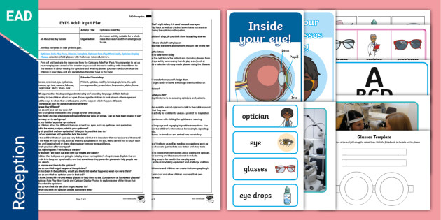 EYFS Opticians Role Play Adult Input Plan and Resource Pack