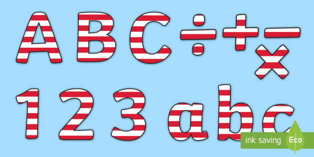 Red Stripey Display Lettering (Lowercase) (teacher made)