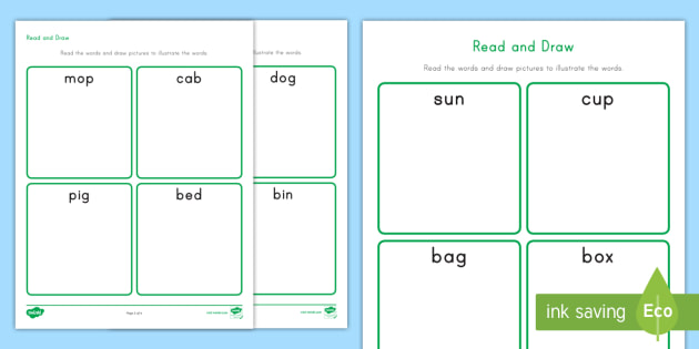 Read and Draw CVC Activity Sheets (teacher made)